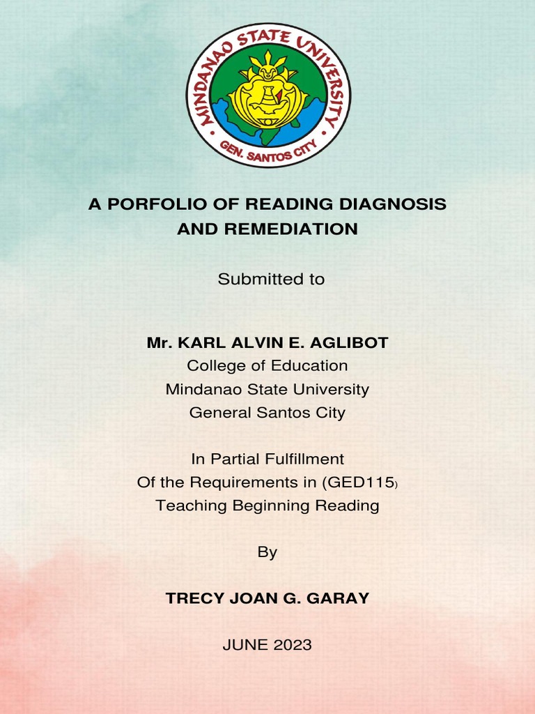 A PORFOLIO OF READING DIAGNOSIS | PDF