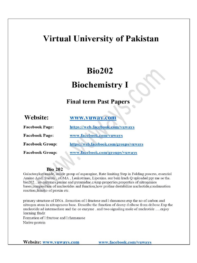 BIO202 Final Term Past Papers - Page 0001 | PDF