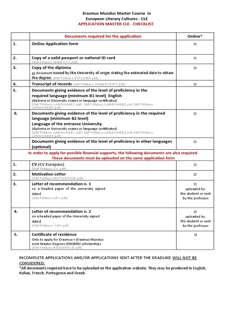 CLE_Check-List_EN-2019_2020 (1) | PDF