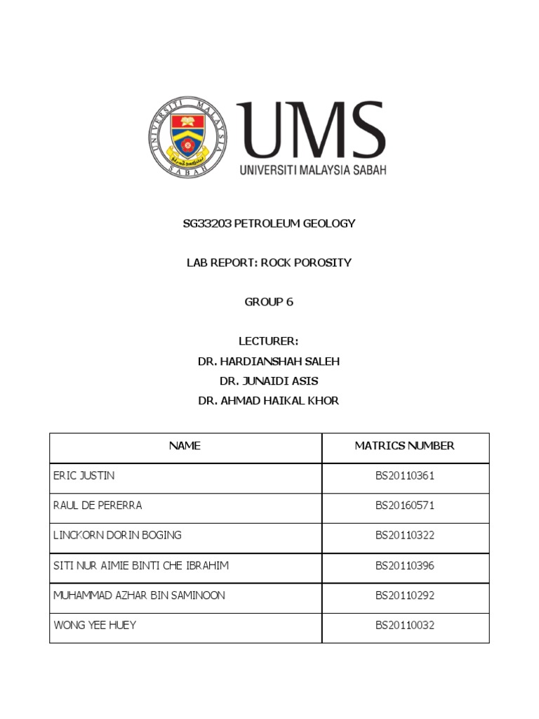 Lab Report - Rock Porosity Group 6 | PDF | Sandstone | Permeability ...
