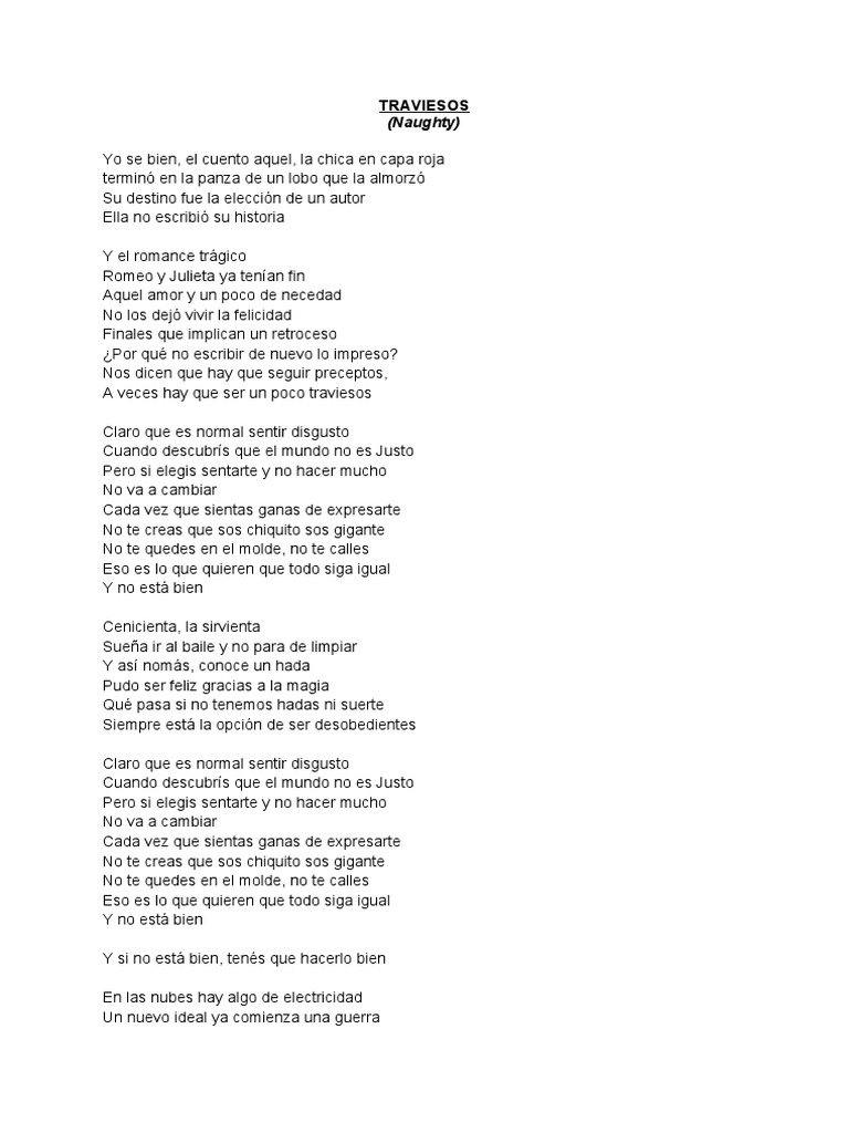 Canción - TRAVIESOS - Letra | PDF