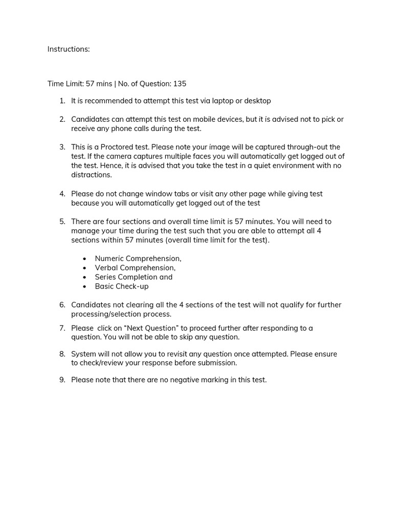 Aptitude Test Instructions | PDF Aptitude Test Instructions | PDF
