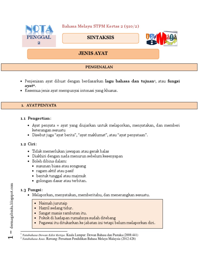 Nota Jenis Ayat | PDF