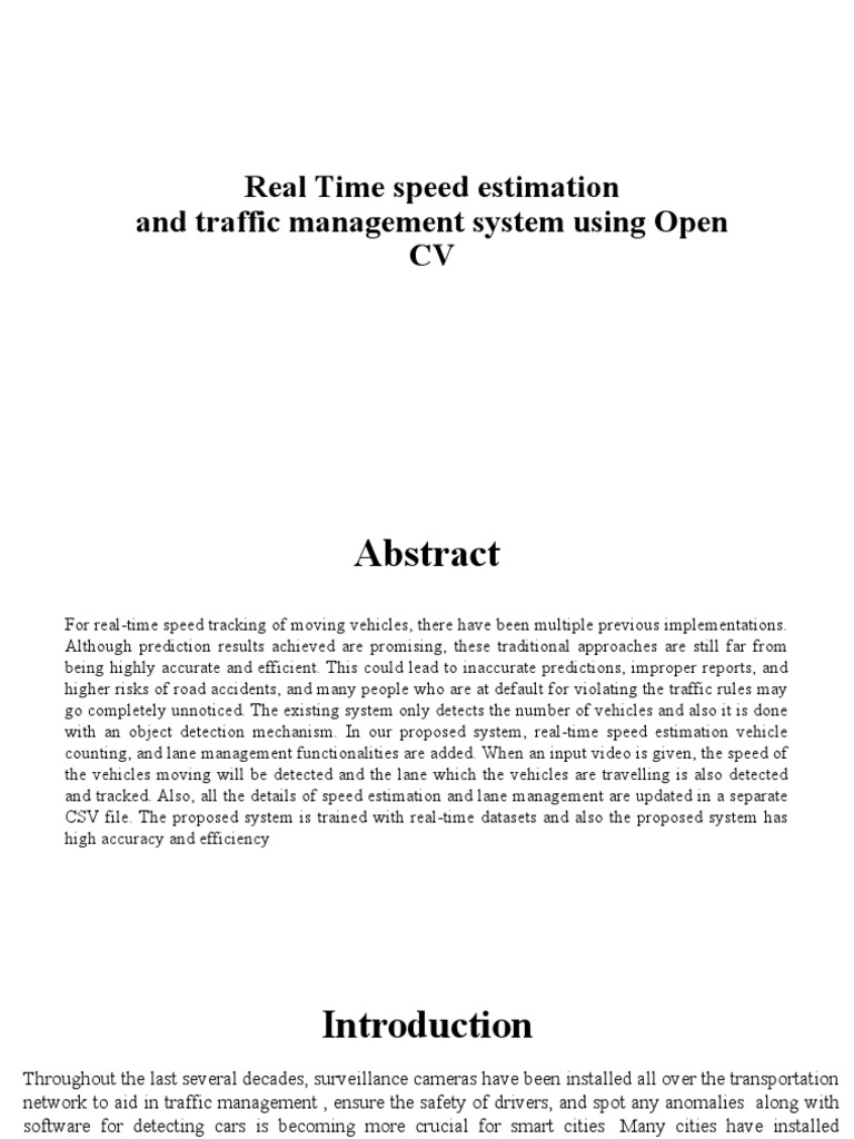 Real Time Speed Estimation | PDF | Traffic | Deep Learning