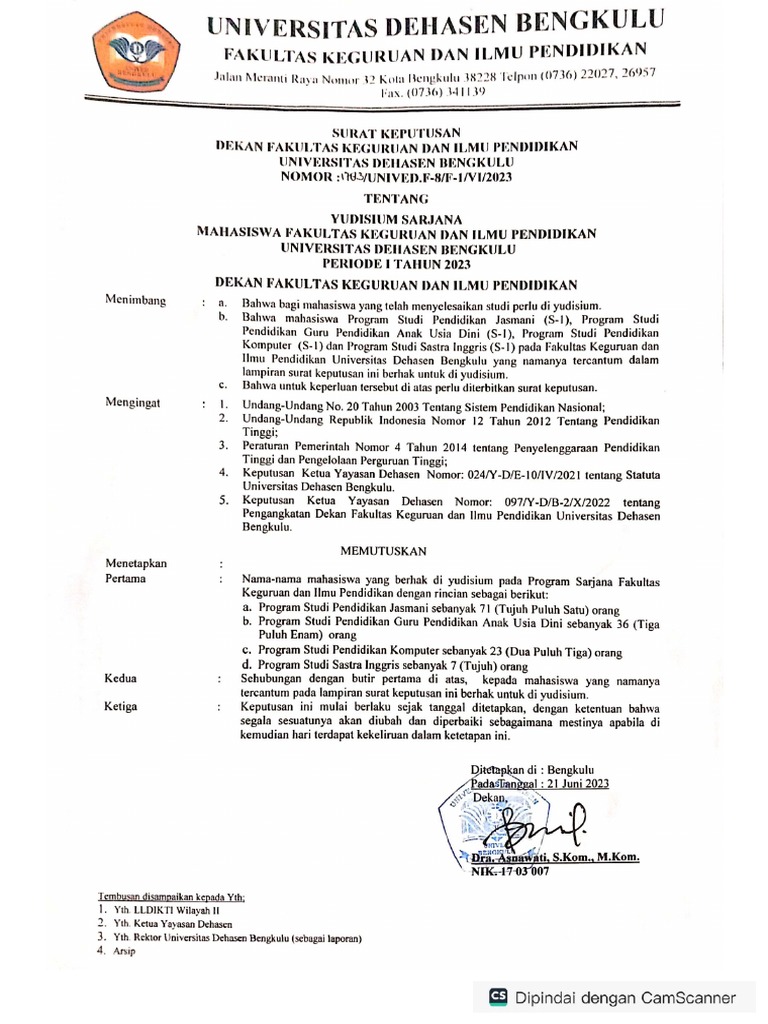 SK Yudisium Periode I 2023 | PDF