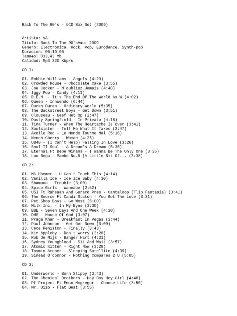 Track List | PDF Track List | PDF