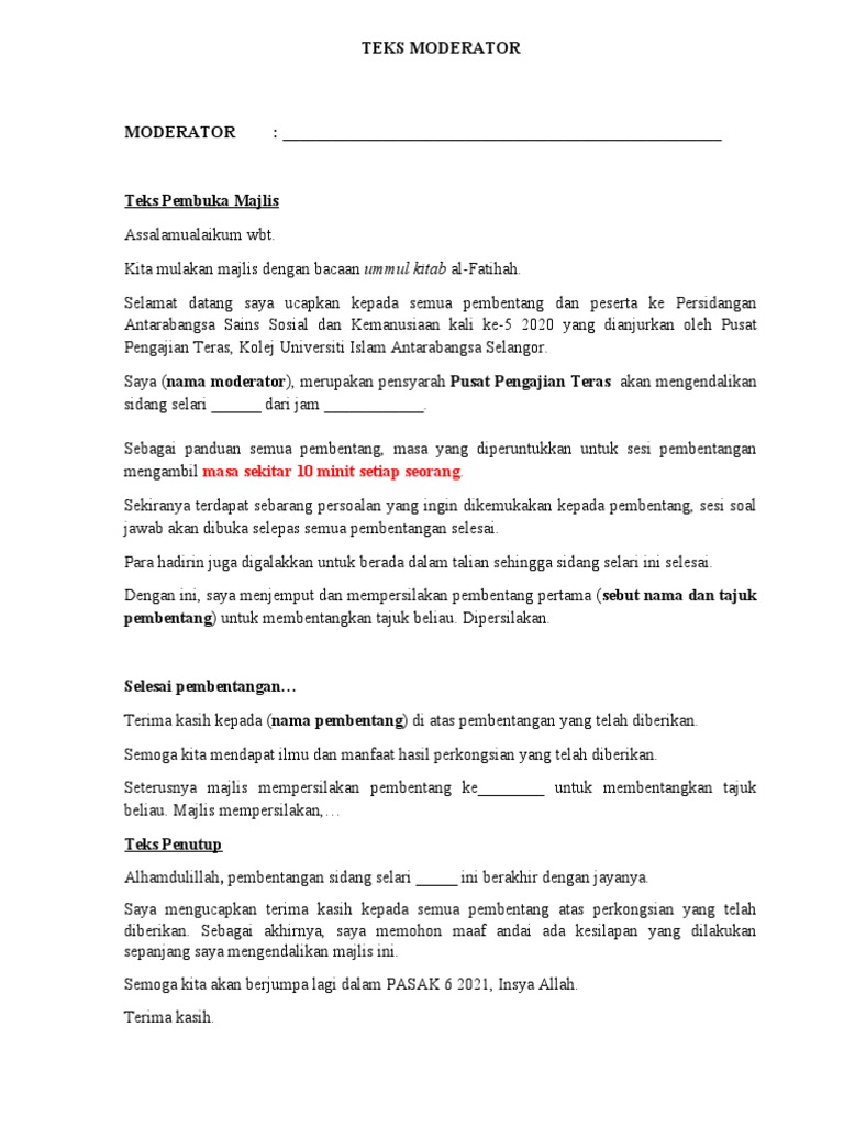 Moderator Persidangan Sains Sosial 2020 | PDF