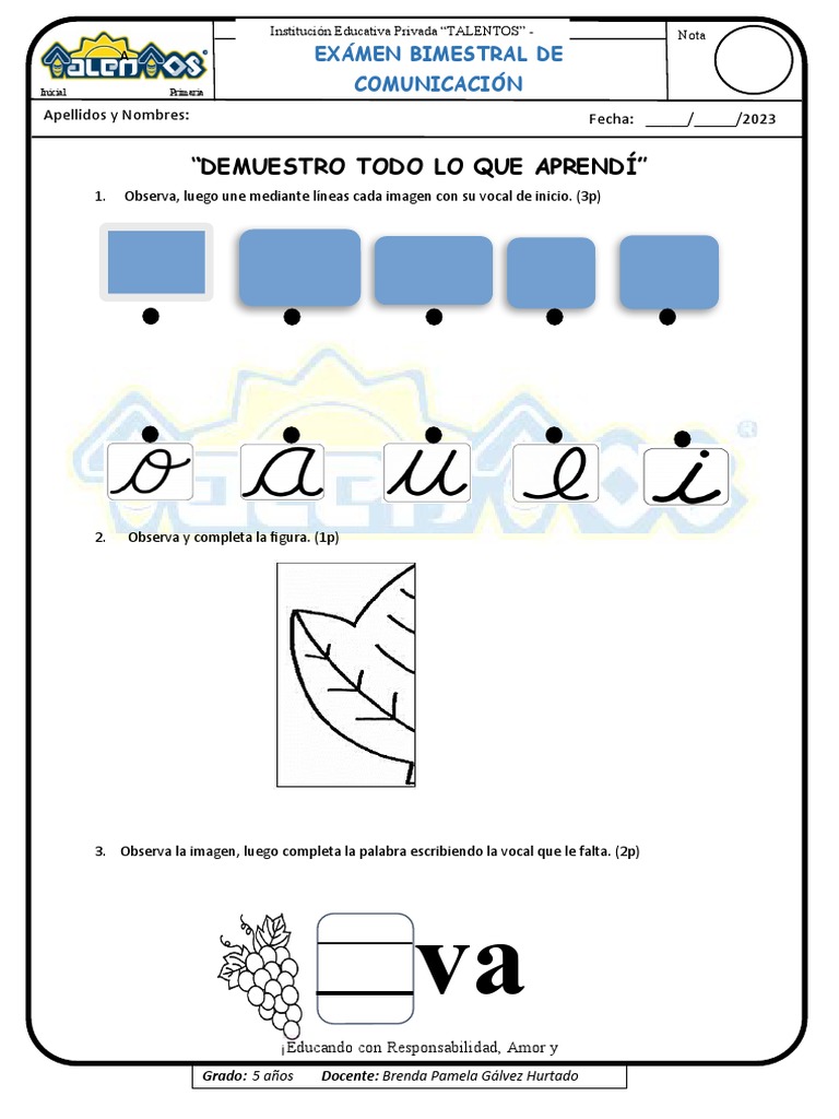Examen BIMESTRAL DE Comunicacion | PDF