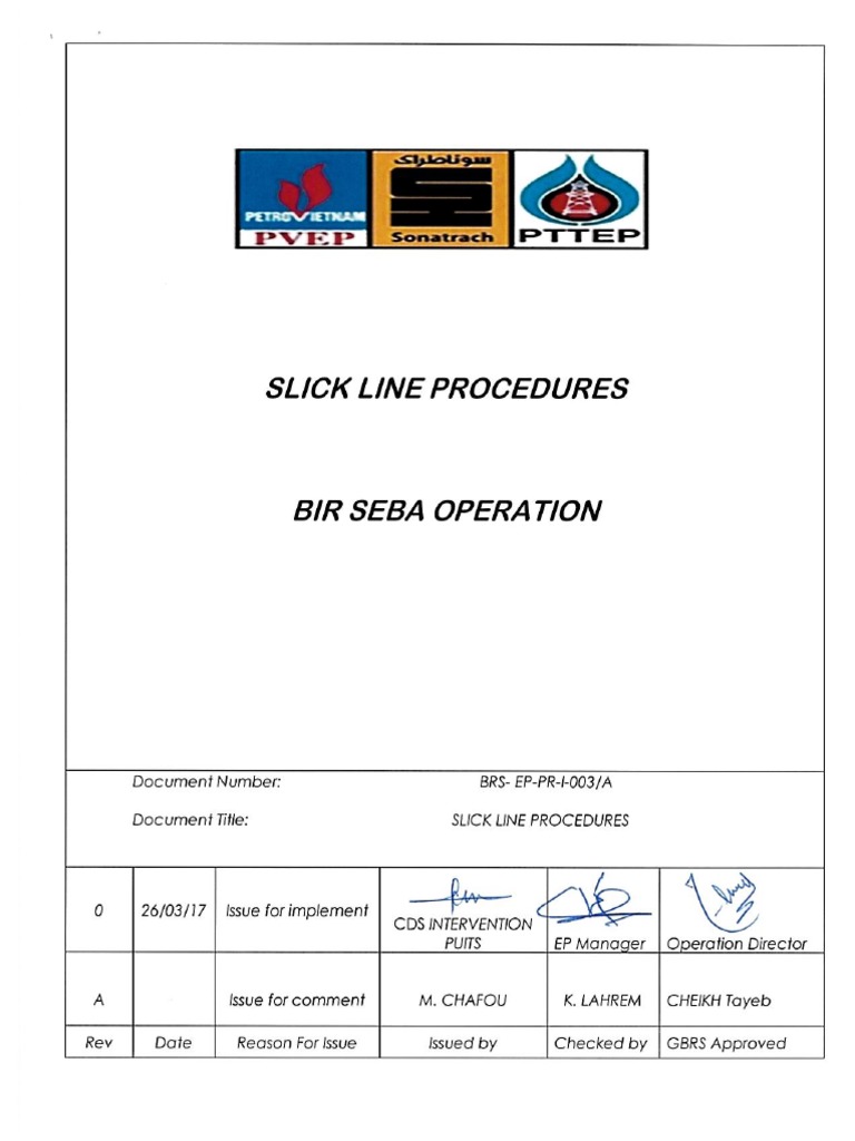 Work Procedure - Slickline Operation | PDF