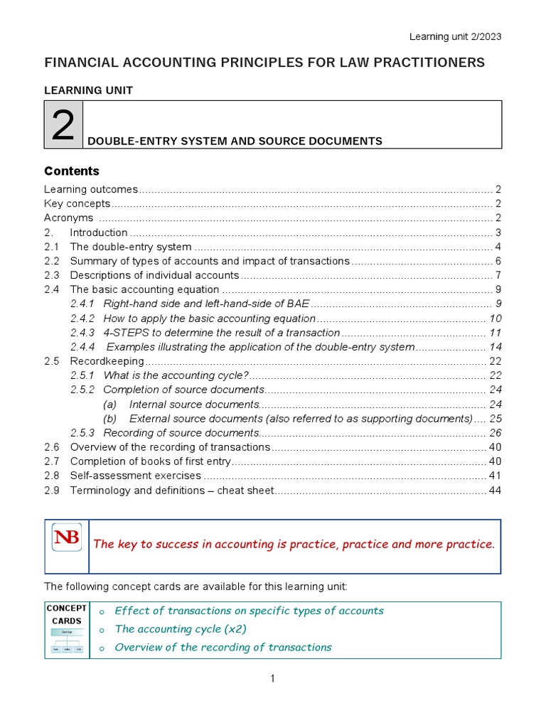 FAC1503 - 2023 - Learning Unit 2 | PDF | Debits And Credits | Equity ...
