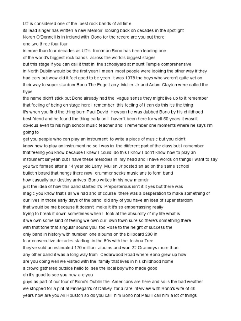 1story - U2 | PDF | Bono | U2