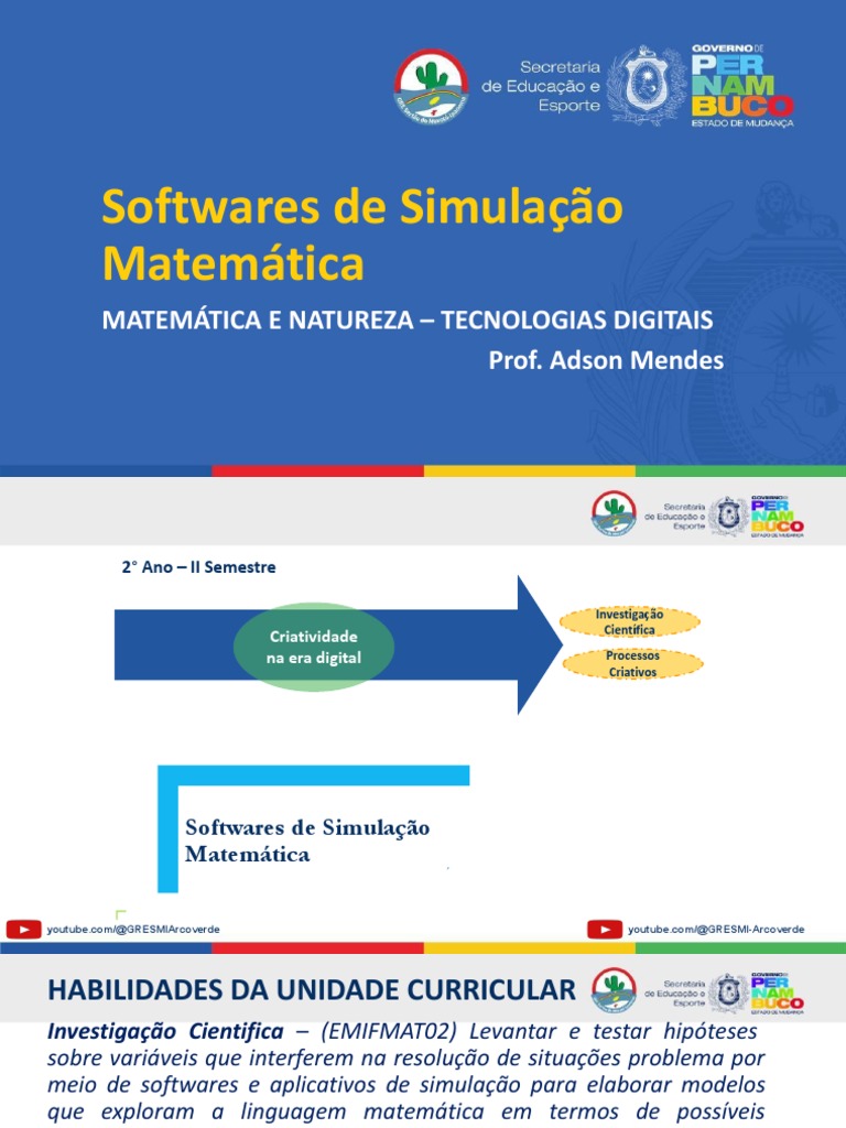 ROTEIRO de Sugestões - Softwares de Simulação Matemática | PDF ...