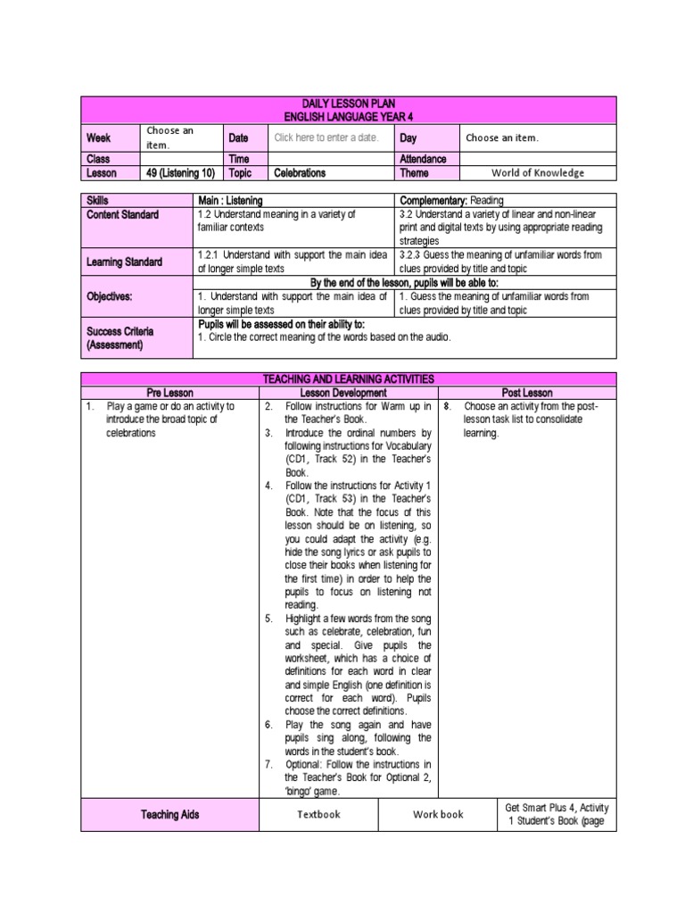 Celebrations (Lesson 49-64) | PDF | Lesson Plan | Teachers Celebrations (Lesson 49-64) | PDF | Lesson Plan | Teachers