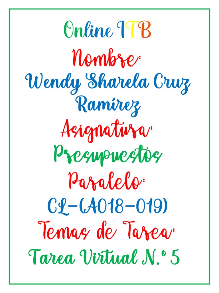 TV5 - Cruz - Ramirez - Wendy - P | PDF | Contabilidad de gestión | Dinero