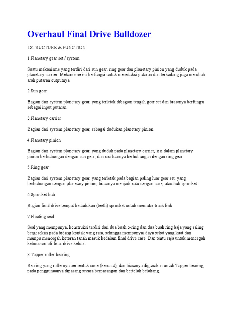 OVH Final Drive Bulldozer | PDF