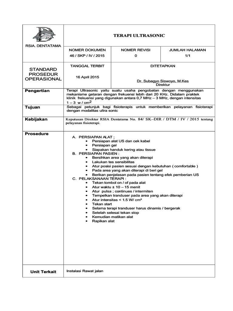 Sop Fisioterapi Rsia Dentatama Compress 2 | PDF