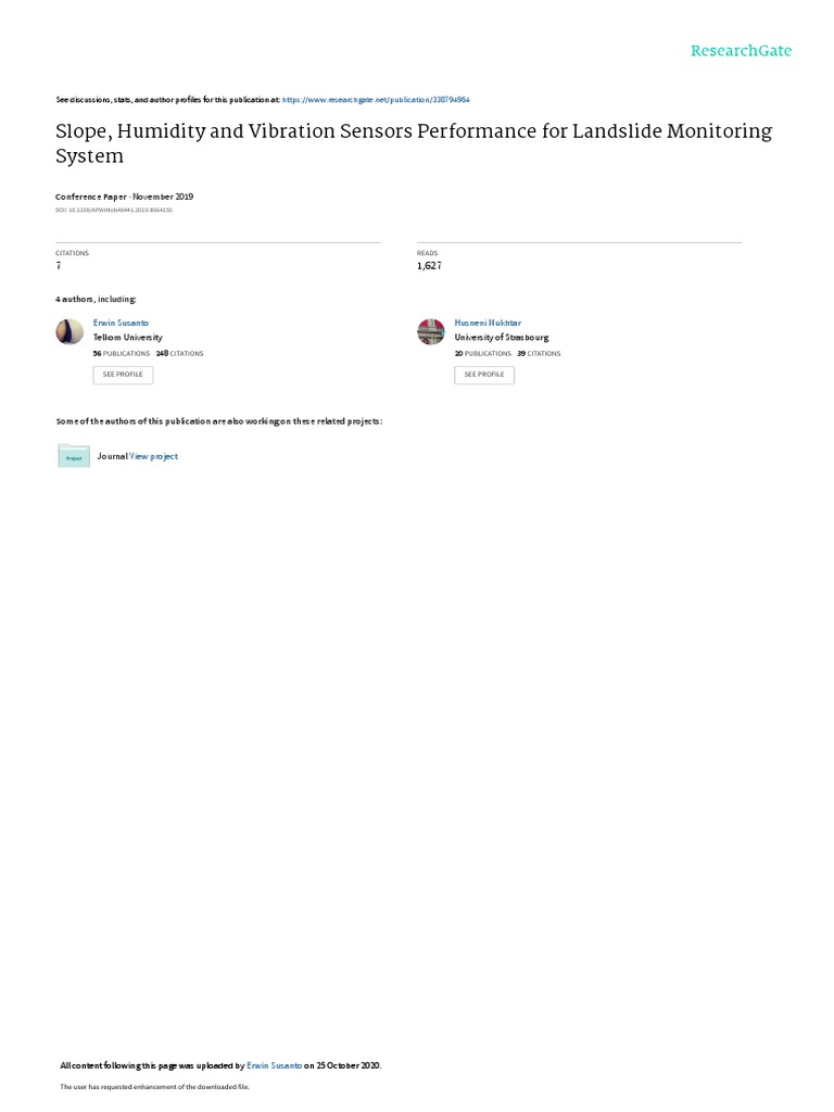 Slope, Humidity and Vibration Sensors Performance For Landslide Monitoring System | Download ...