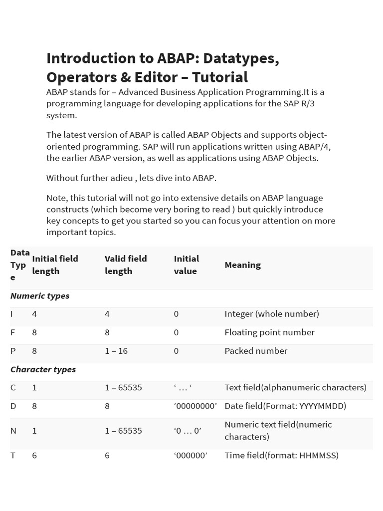 Sap Abap | Download Free PDF | Computer Program | Programming