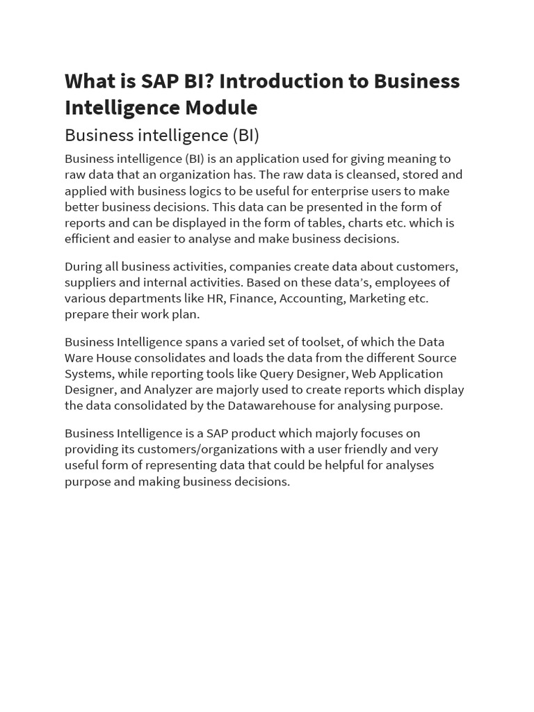 Sap Bi | PDF | Data Warehouse | Business Intelligence