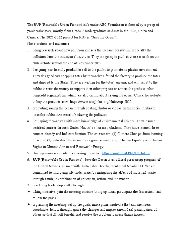 RUP 2021-2022 Ver 2 Summary | PDF | Sustainability | Environment