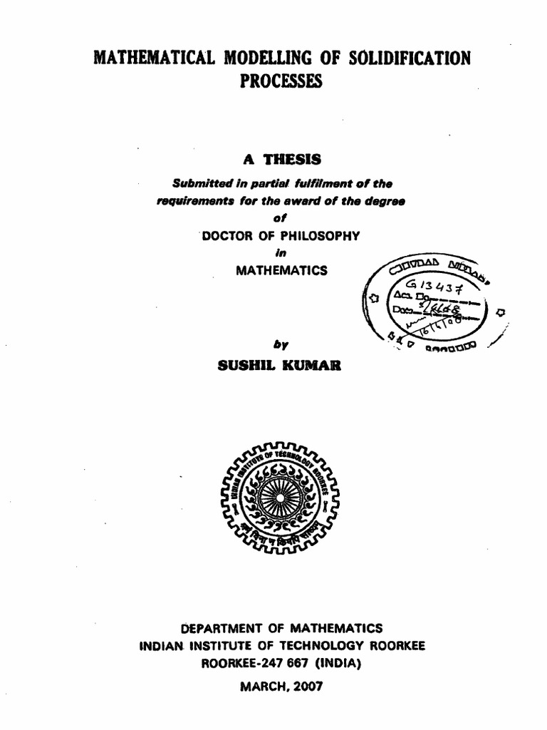 Mathematical Modelling Of Solidification Processes Kumar Pdf