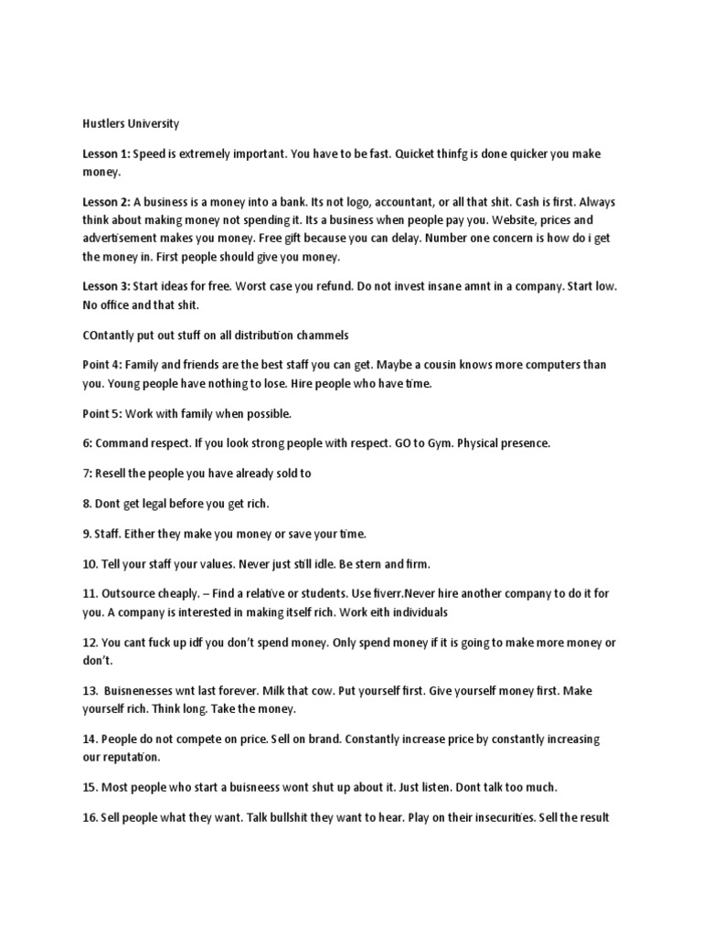 Hustlers University | PDF