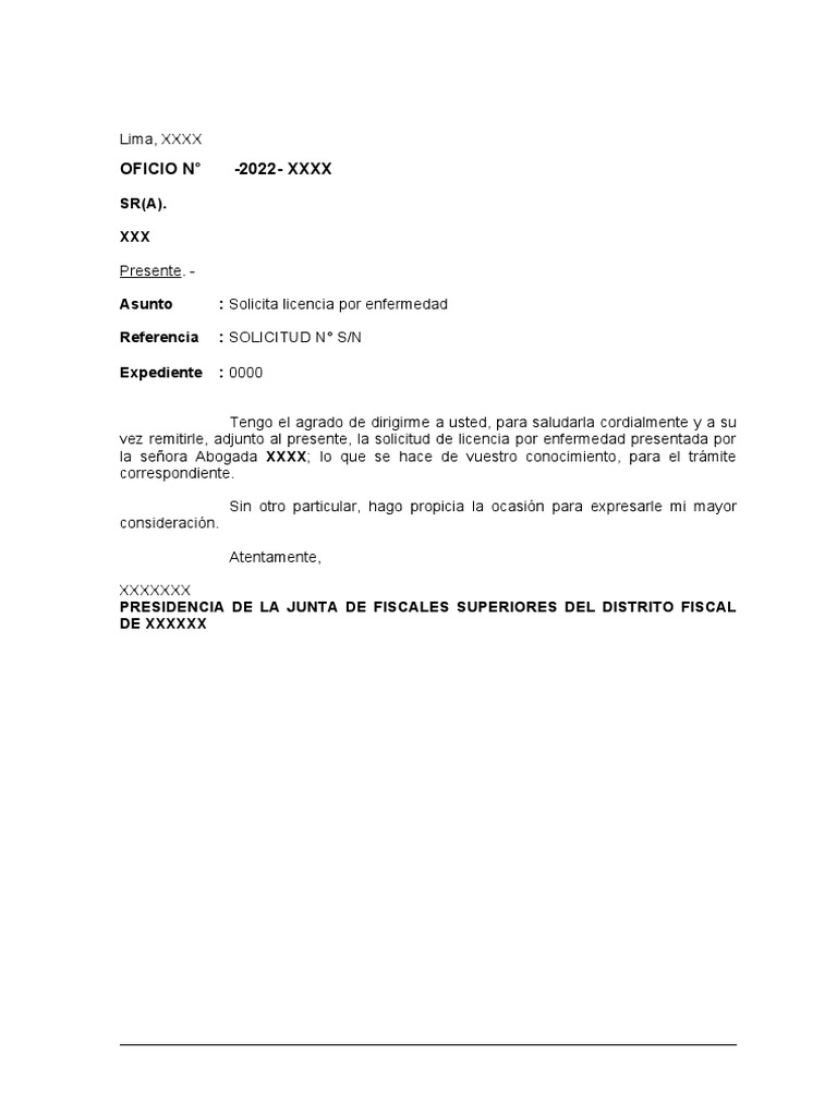 Oficio Remitiendo Licencia Por Enfermedad | PDF