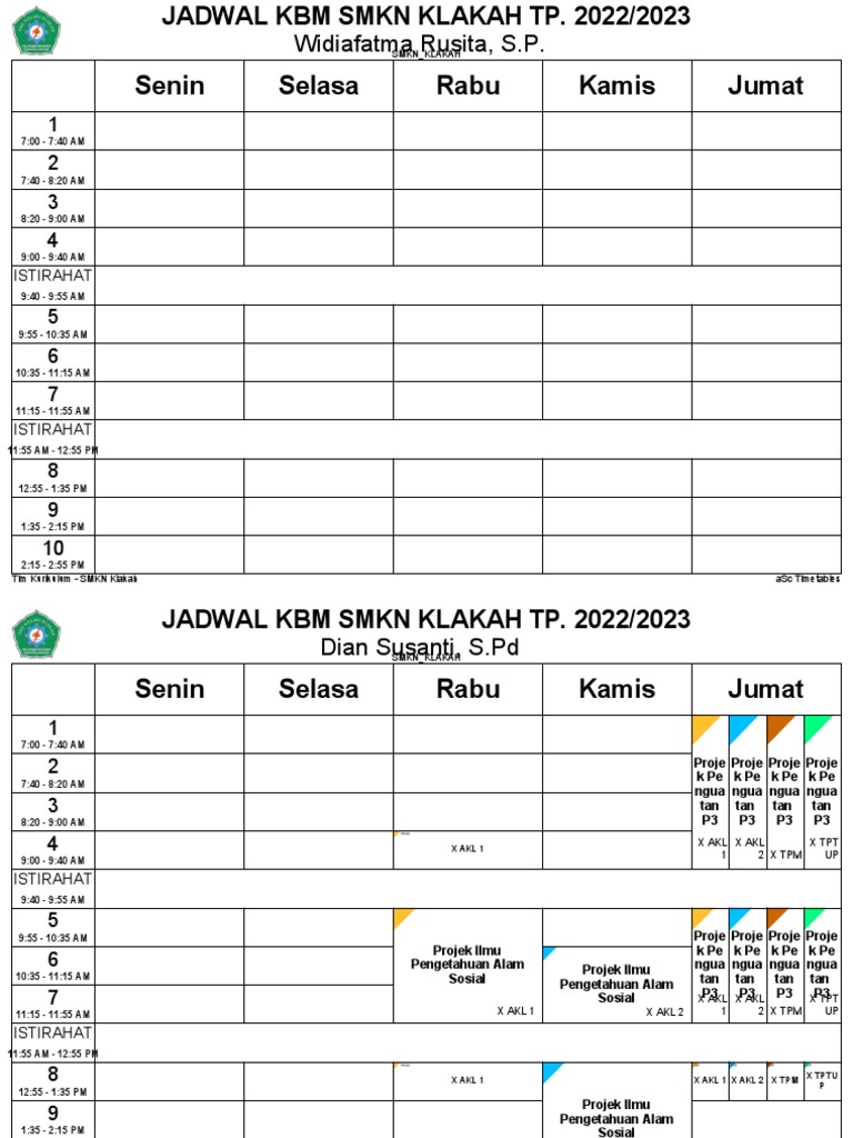 Jadwal Guru Semester Ganjil TP 2023 - 2024 | PDF