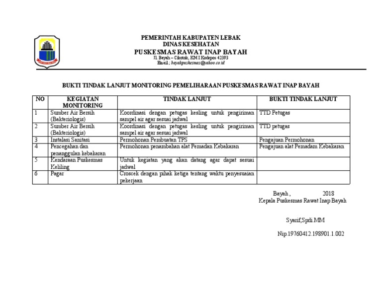 2.1.4.3 Monitoring Pemeliharaan Puskesmas | PDF