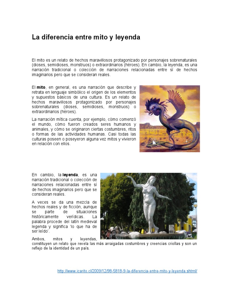 3° Básico Diferencia Entre Mito y Leyenda | PDF 3° Básico Diferencia Entre Mito y Leyenda | PDF