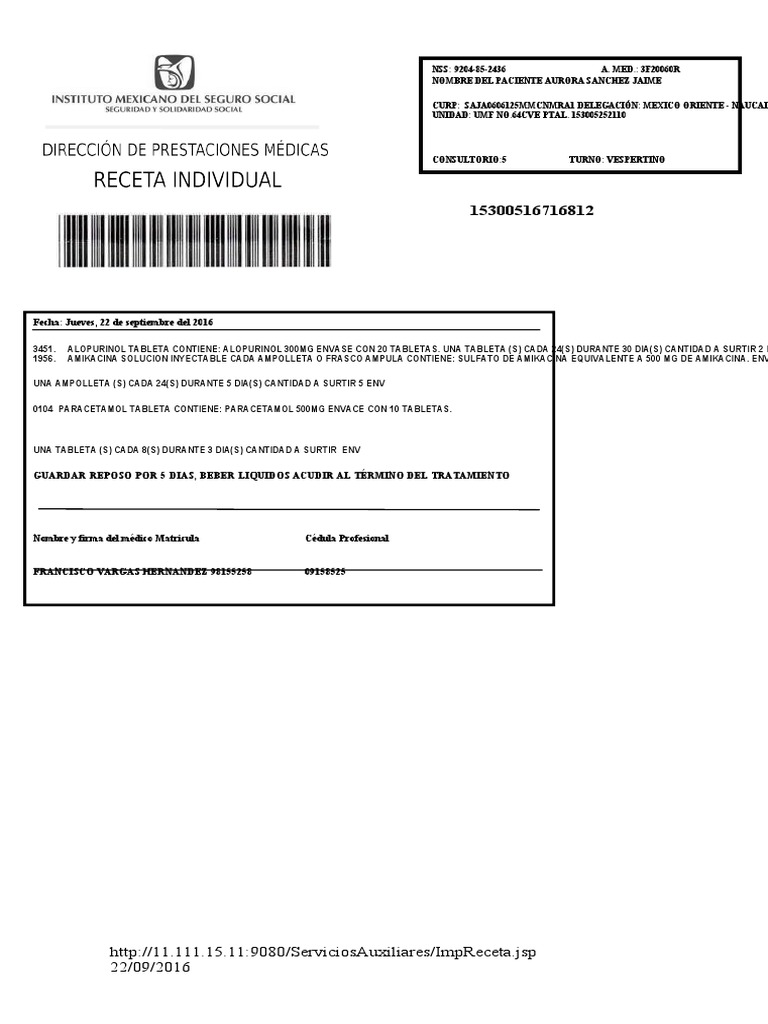 Receta IMSS Editable | PDF