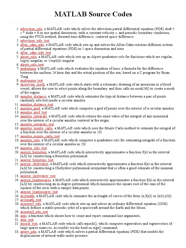 MATLAB Source Codes | PDF