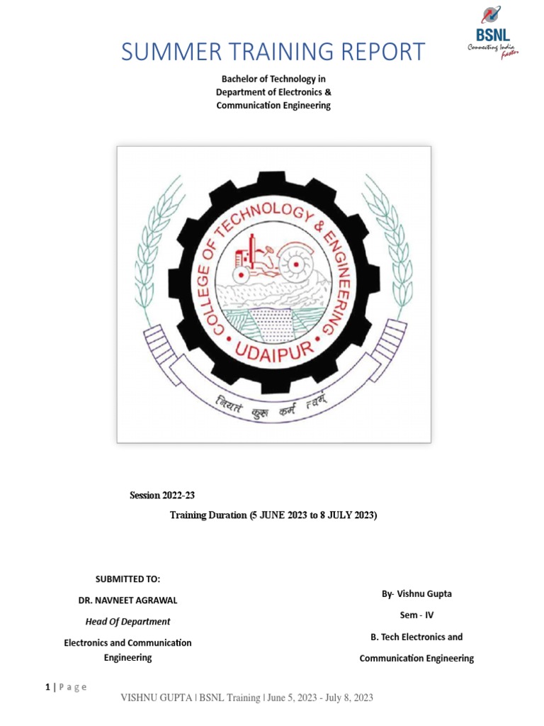 BSNL Summer Training Report 2023 | PDF | Computer Network | Landline
