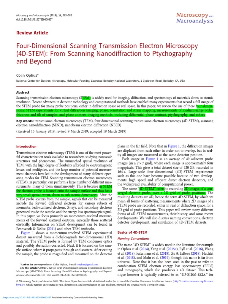 4D STEM Review | PDF | Transmission Electron Microscopy | Physical Sciences