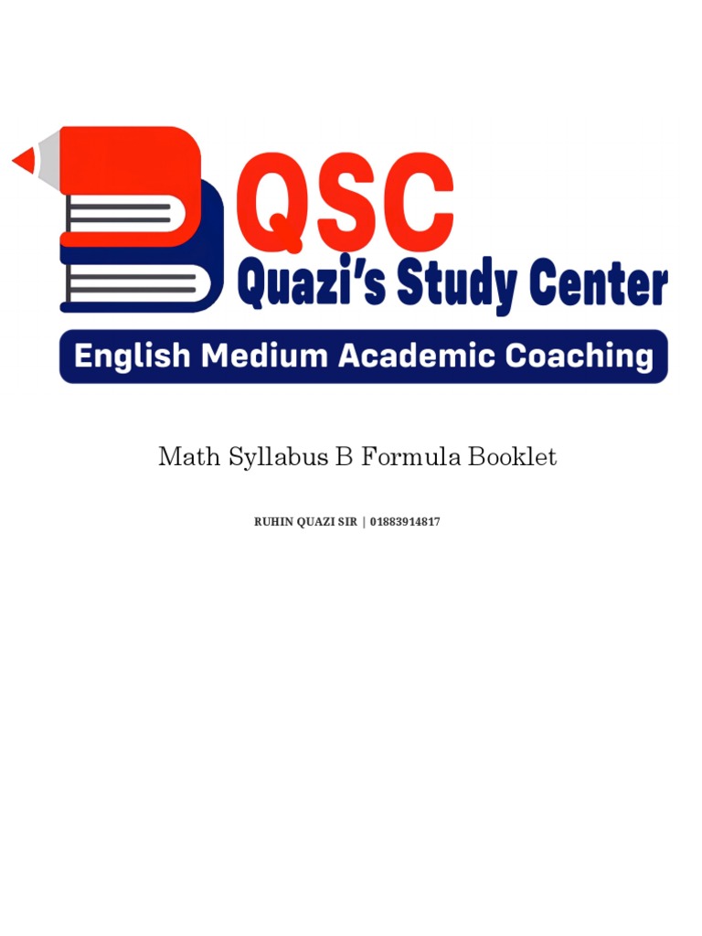 O LEVEL MATHS B D Formula Booklet | PDF | Area | Numbers