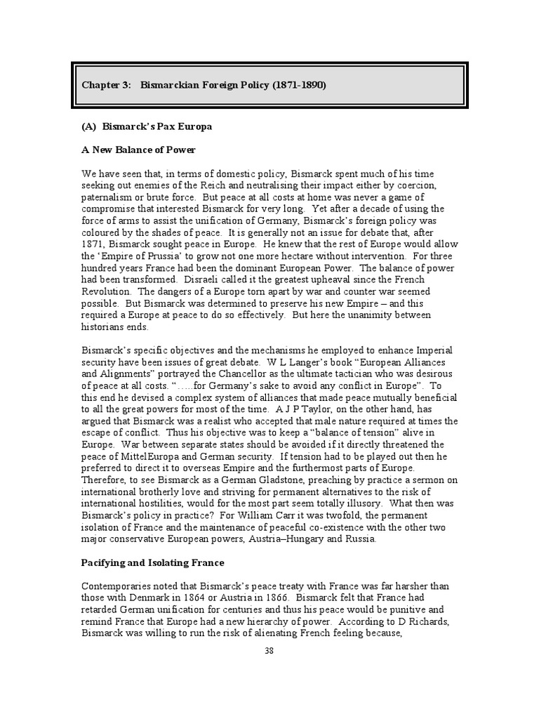 Chapter 3: Bismarckian Foreign Policy (1871-1890) | PDF | Otto Von ...