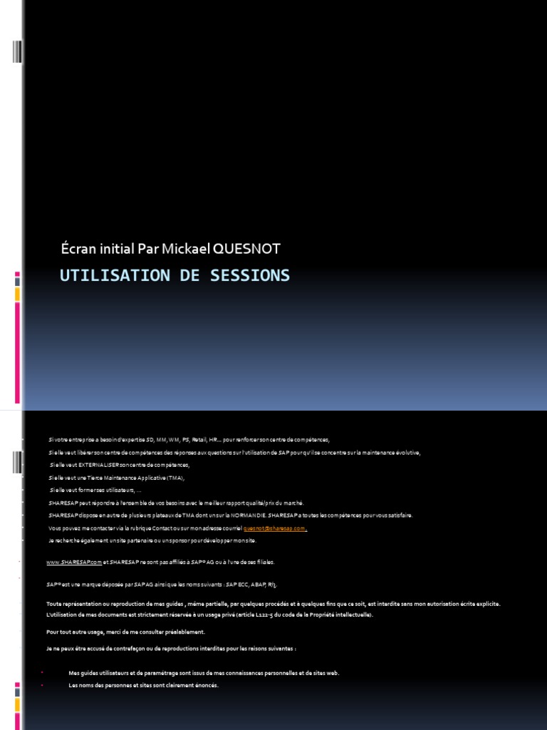 GU - SAP ECC - Utilisation de Sessions | PDF | Internet | Internet et Web