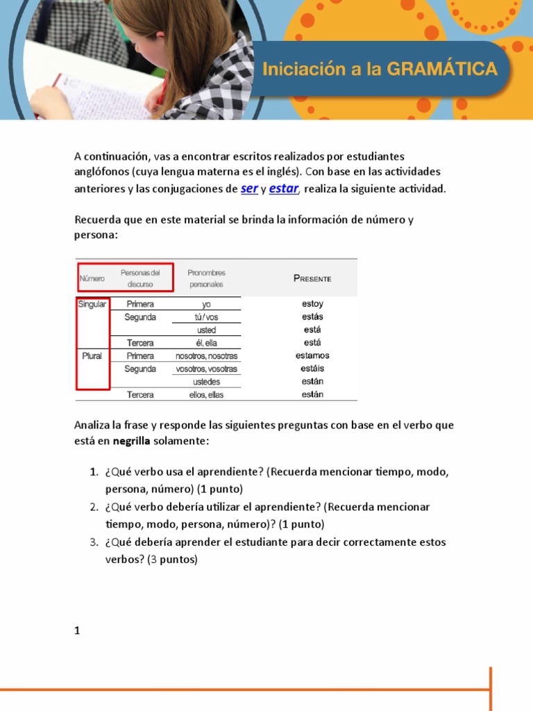 Análisis de Los Verbos Ser y Estar | PDF | Verbo | Plural