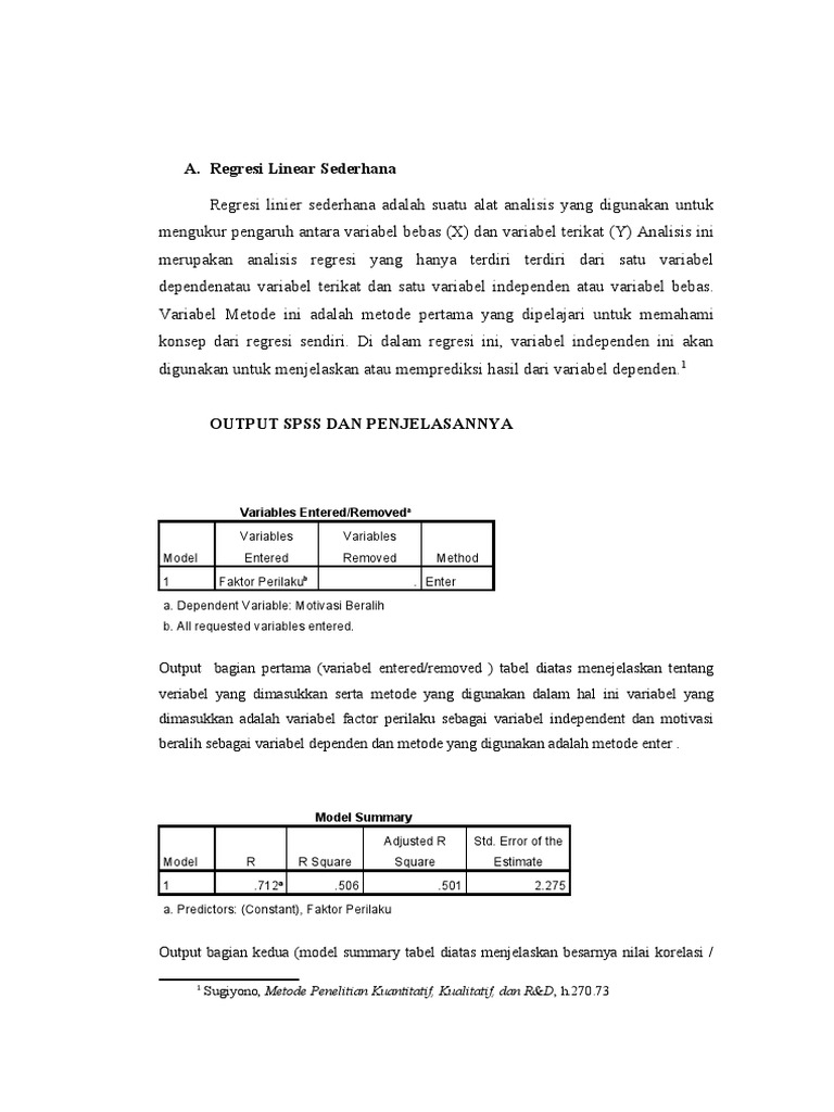 Uji Analisis Regresi Sederhana | PDF