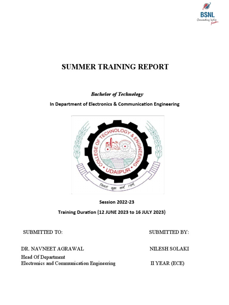 BSNL Summer Training Report 2023 | PDF | Computer Network | Landline
