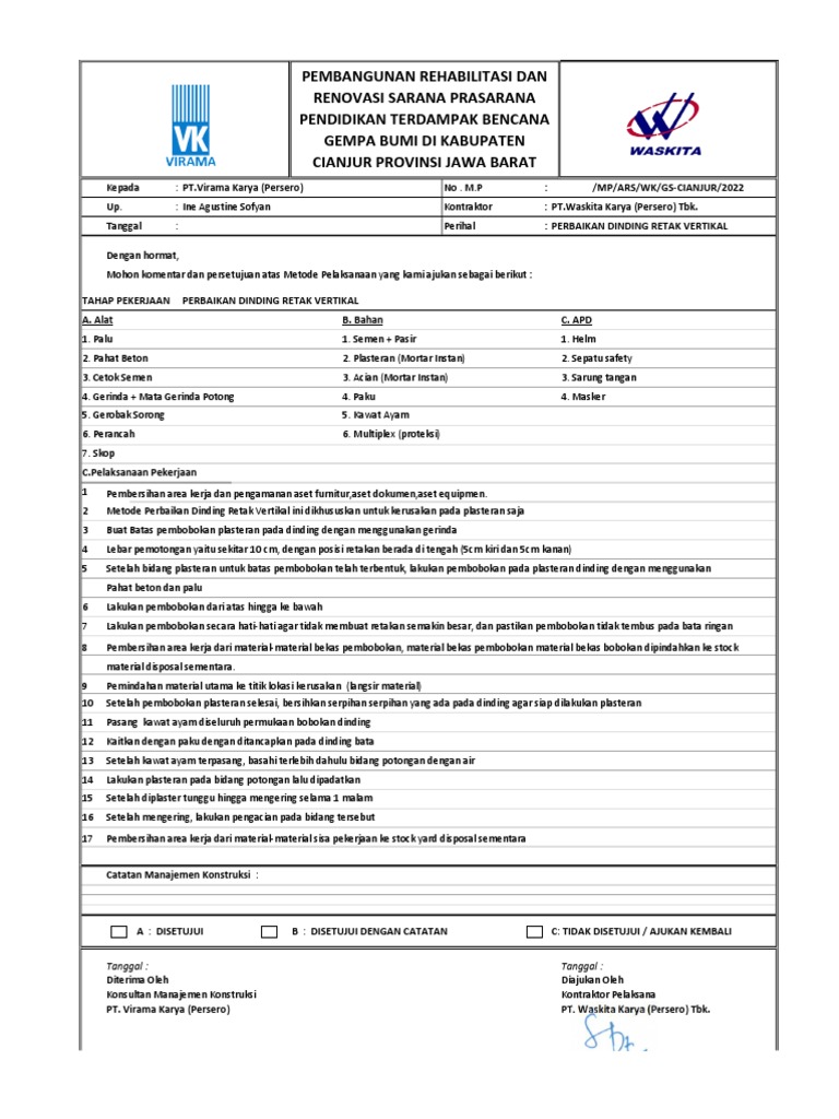 3. PERBAIKAN DINDING RETAK VERTIKAL | PDF