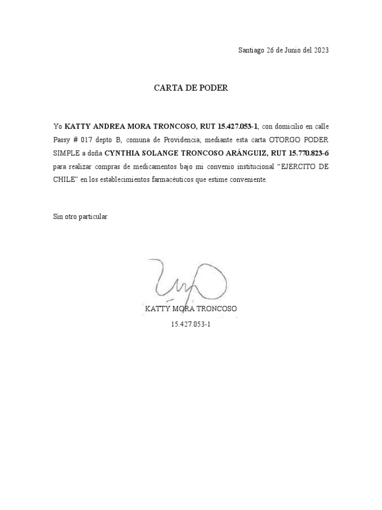 Plantilla Editable de Carta de Poder Simple | PDF