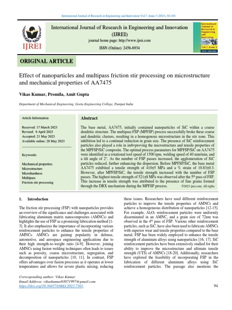 Effect Of Nanoparticles And Multipass Friction Stir Processing On