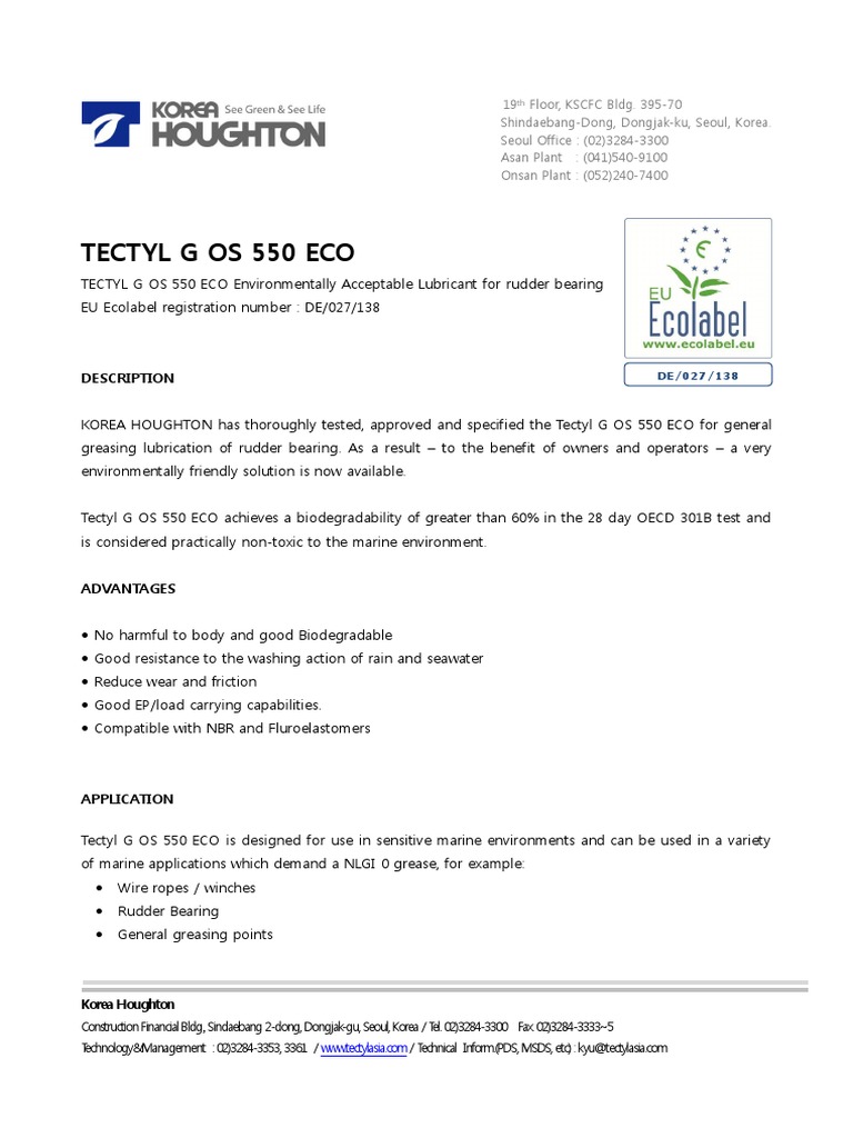 Tectyl G OS 550 ECO (PDS - EN) | PDF | Materials | Mechanical Engineering