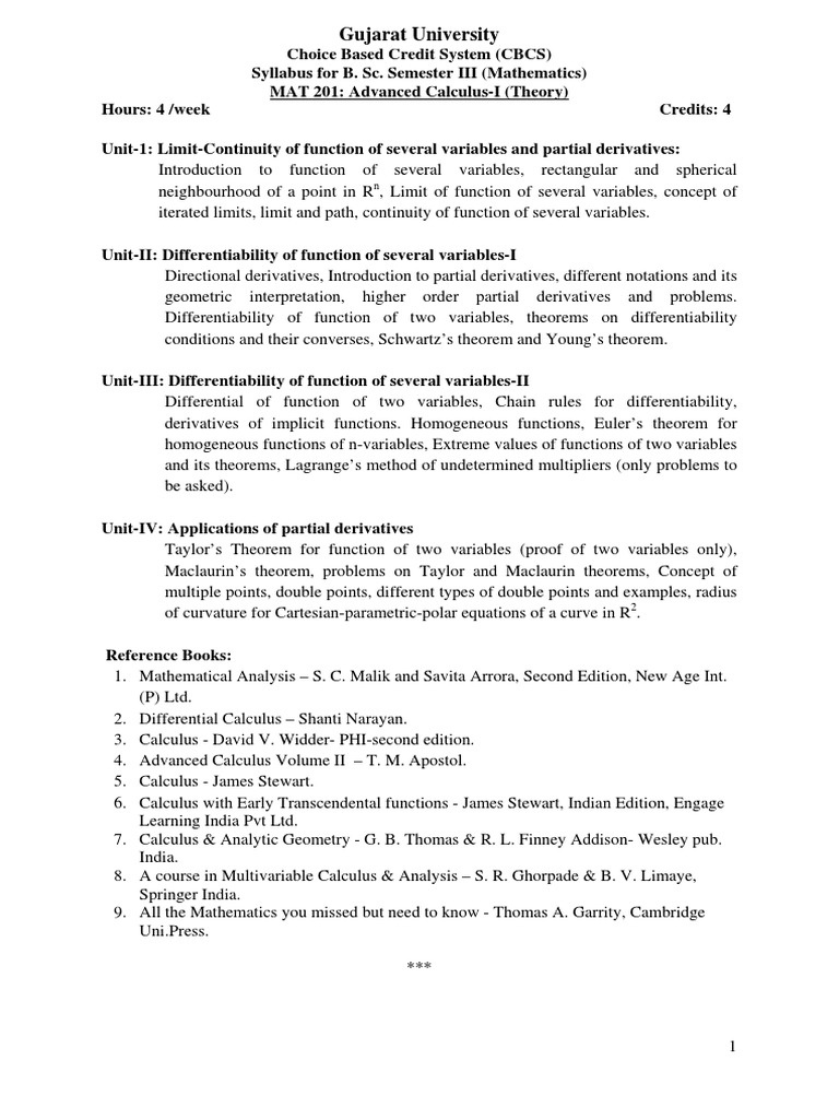 Syllabus Science Mathematics Sem-3 | PDF