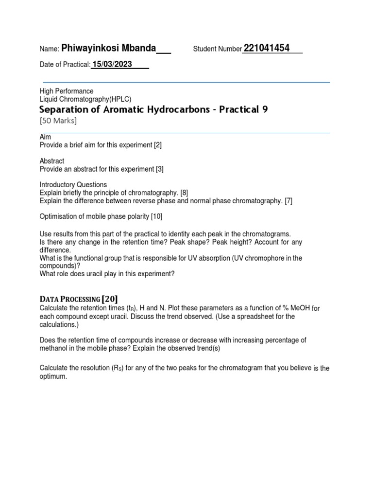 Prac 10 | Download Free PDF | Chromatography | High Performance Liquid Chromatography