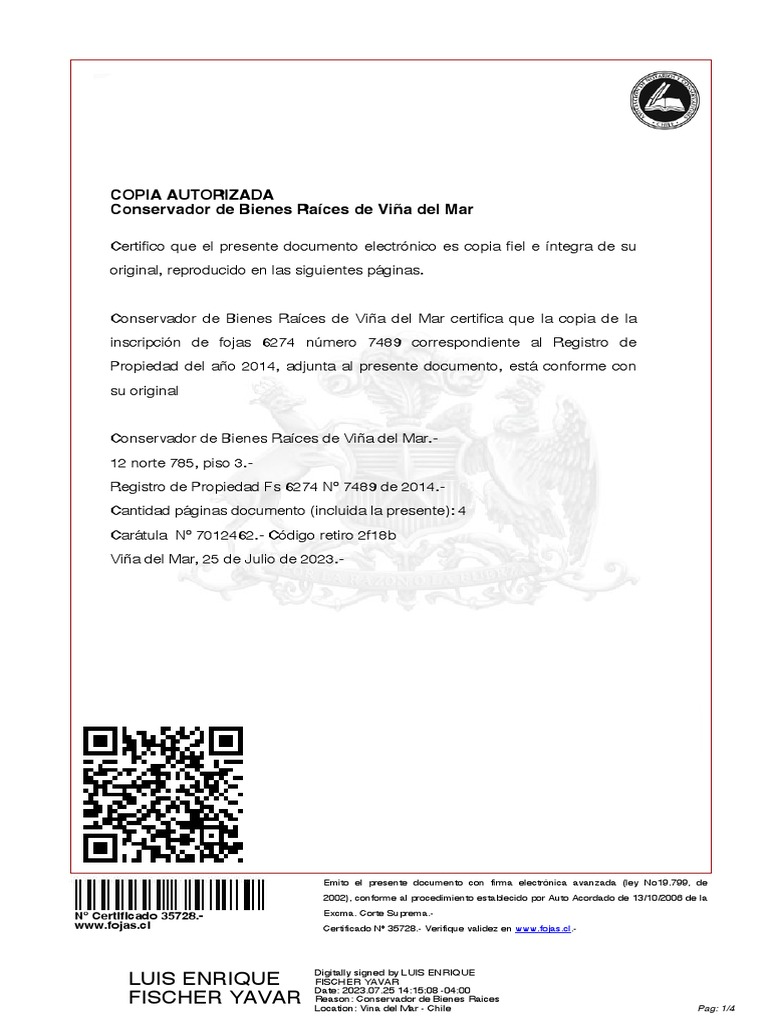 Copia Inscripcion Posesion Efectiva Kleofa Kovacev | PDF