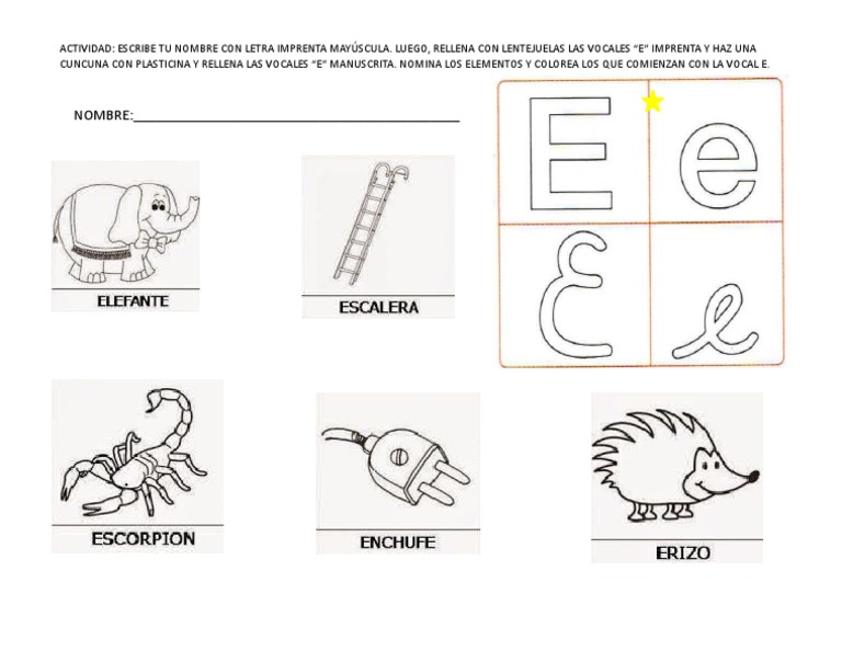Sonido Inicial Vocalico e | PDF