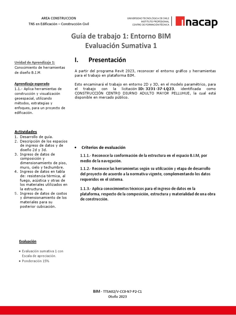 1-Guia Trabajo BIM 1 | Descargar gratis PDF | Autodesk Revit | Modelado de información de ...