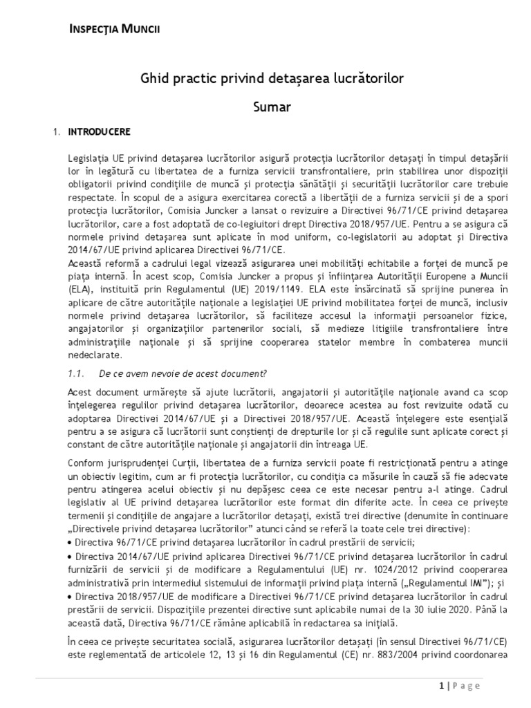 Detasarea Lucratorilor-Ghid Practic | PDF